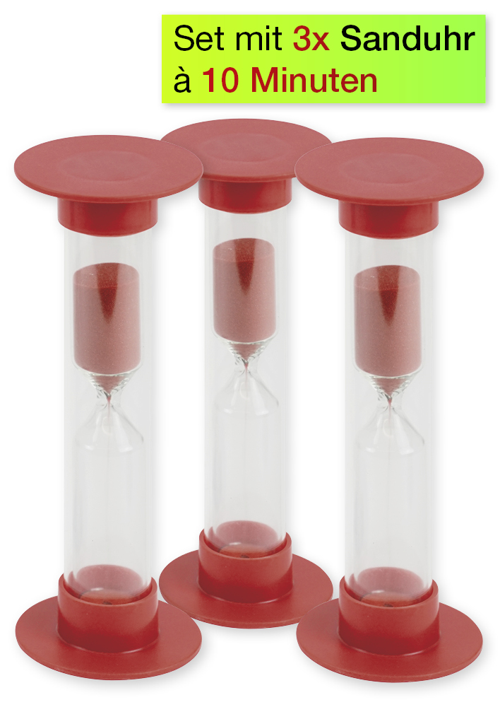 Sanduhren-Set 3-teilig, 10 Minuten, rot